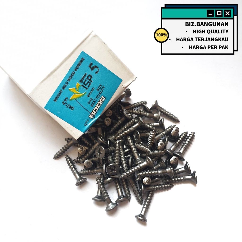 Jual [HARGA PER KOTAK] SEKRUP KAYU 5/8" X 5 - BAUT SKRUP PLUS ISI ...