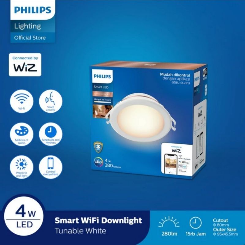Jual Lampu Downlight led Philips smart wifi 4w TW Tunable White kuning ... Jual Lampu Downlight led Philips smart wifi 4w TW Tunable White kuning ...