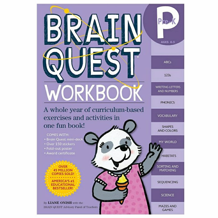 Jual Buku Brain Quest Workbook Pre K Kindergarten Grade 1 | Shopee ...