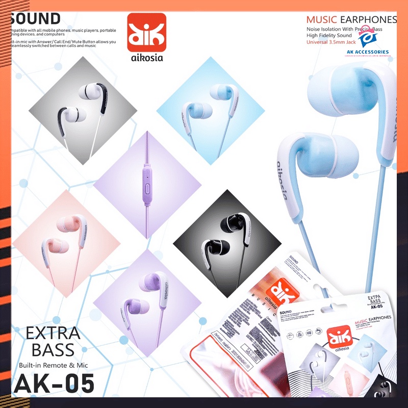 Jual AKACC HANDSFREE AIKOSIA MODEL AK-05 SUPER BASS / HEADSET/EARPHONE ...