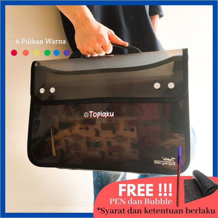 Jual Holder Premium Map Tas Dokumen Plastik Kancing 4 Jaring School Bag ...