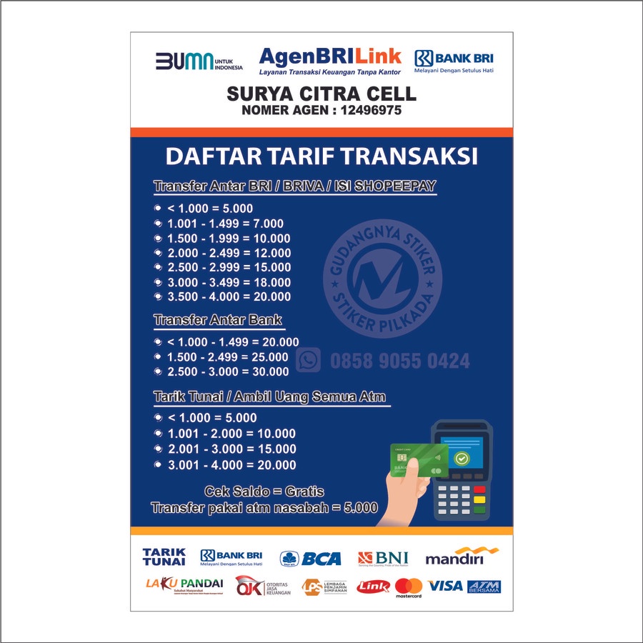 Jual STIKER VINYL TARIF TRANSAKSI BRILINK | Shopee Indonesia