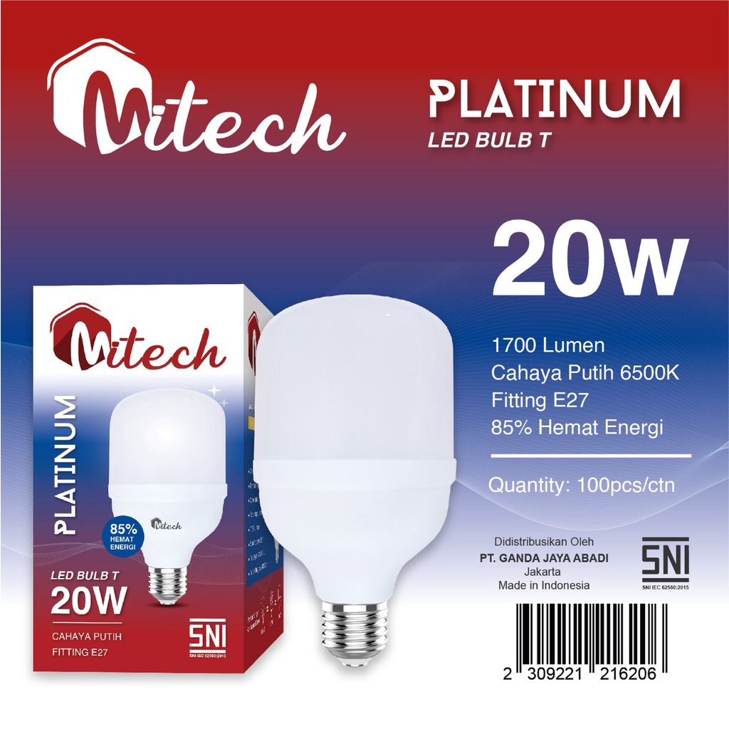 Jual Capsule Lampu Led MITECH PLATINUM T Bulb 20w 20 Watt Bohlam Led Kapsul | Shopee Indonesia
