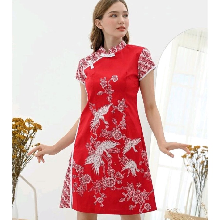 Jual Dress Ceongsam/ Congsam / Cheongsam Batik Motif Burung #183 ...