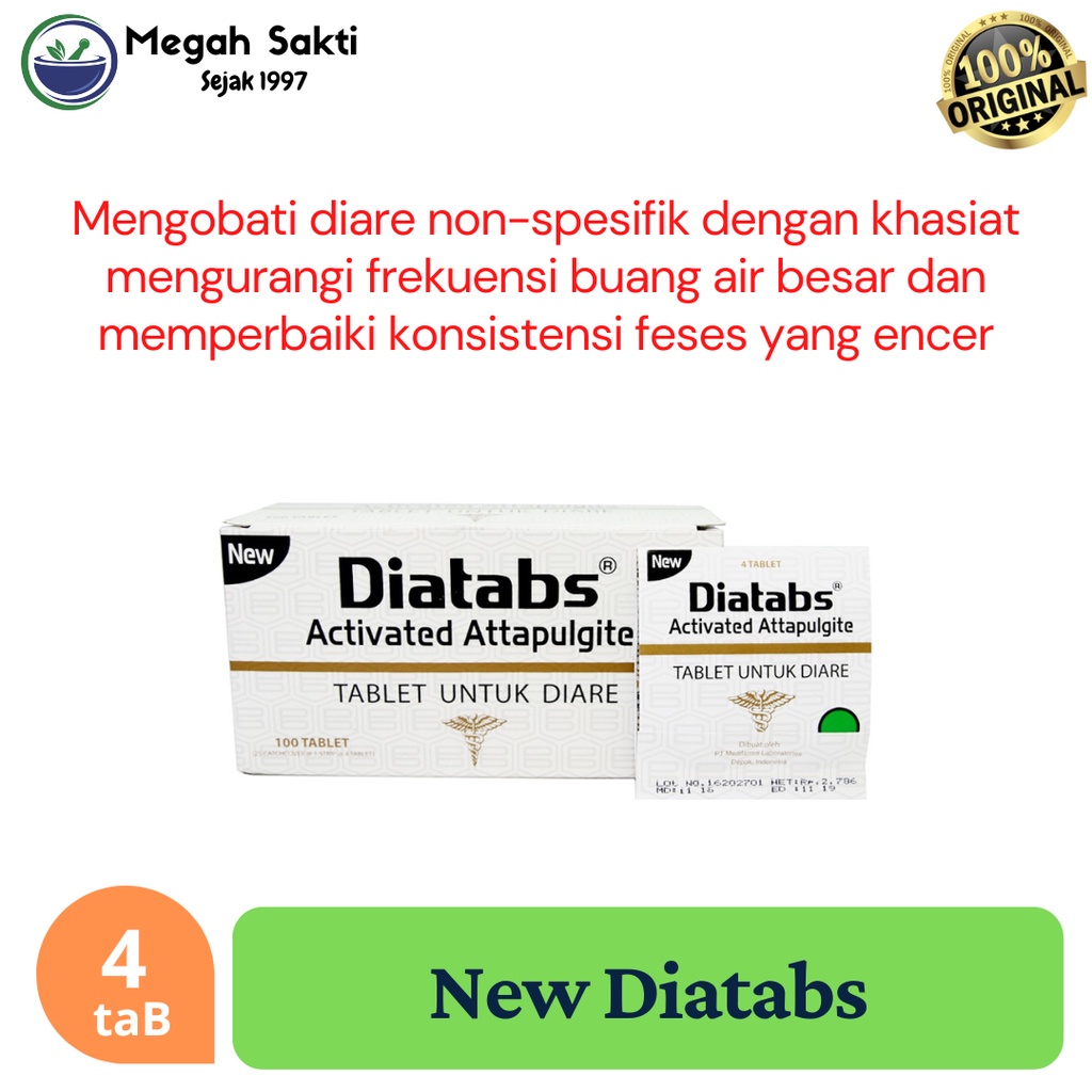 Jual Megah Sakti - New Diatabs Strip - Obat Antidiare, Penyerap Racun ...