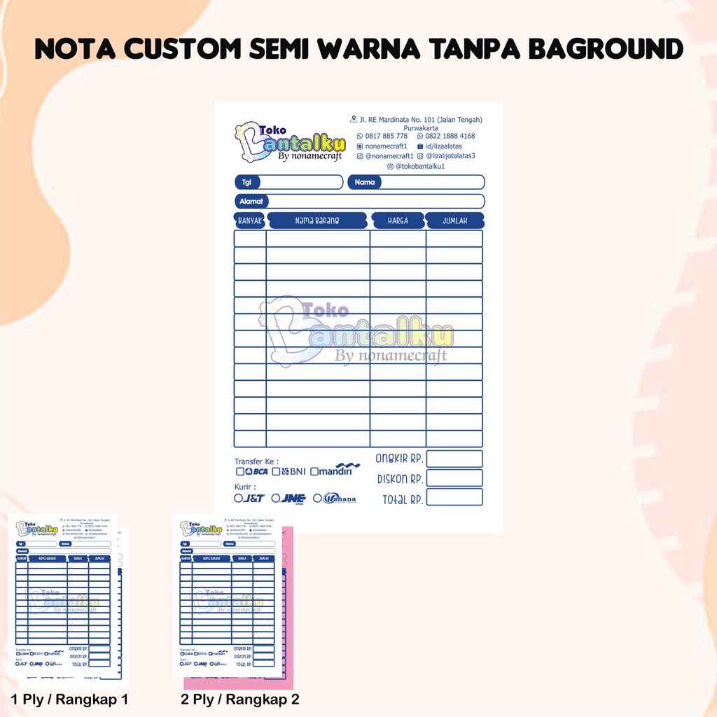 Jual Nota Custom Semi Colour/Warna Tanpa Baground | Shopee Indonesia