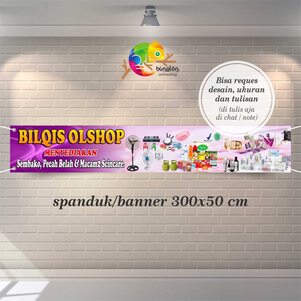 Jual Spanduk Banner Toko Olshop, ATK, Konter, Pulsa, Sembako, Dll Free Desain | Shopee Indonesia