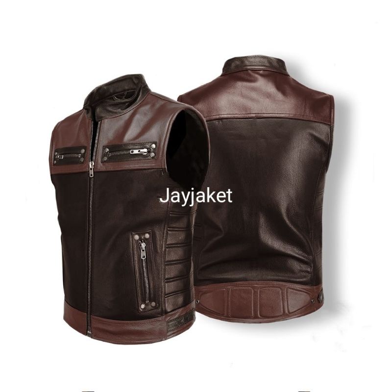 Jual Rompi Kulit Rompi Kulit Riding Vest Bikers Asli Garut | Shopee ...