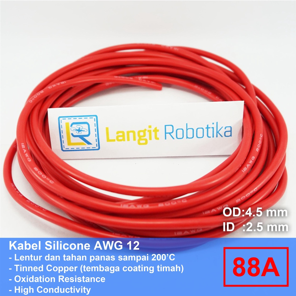 Jual AWG 12 Kabel Silicone AWG12 Cable Silikon Wire RED Merah RC Plane | Shopee Indonesia