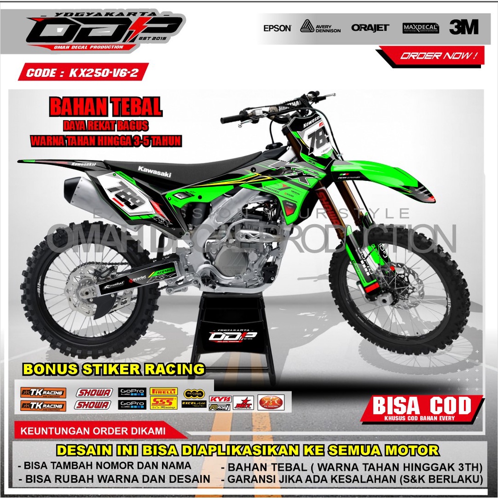 Jual DECAL KX 250 V6 2020 FULL BODY DEKAL BODY SET KX 250 2012 - 2017 ...