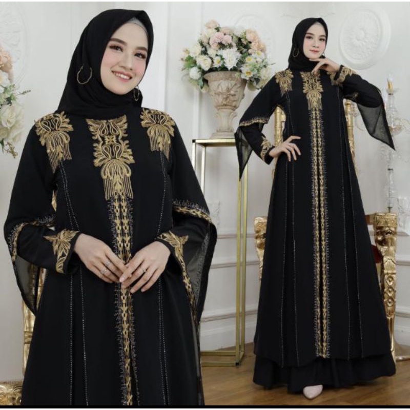 Jual GAMIS ABAYA TURKEY BORDIR RAFFLESIA HITAM DAN WARNA | Shopee Indonesia