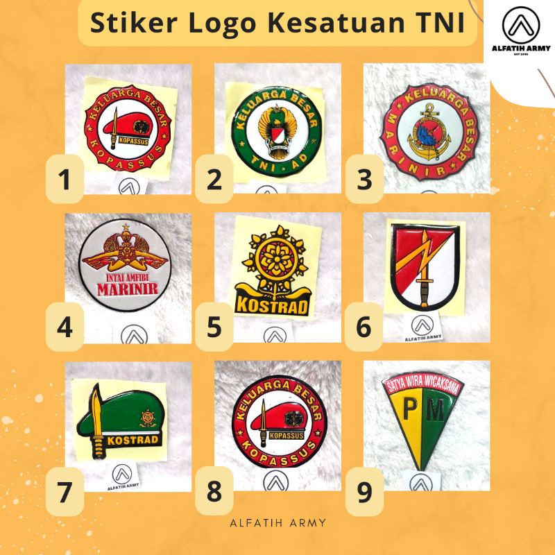Jual Stiker Logo Kesatuan TNI Embos Timbul 7cm Waterproof AlFatih Army ...
