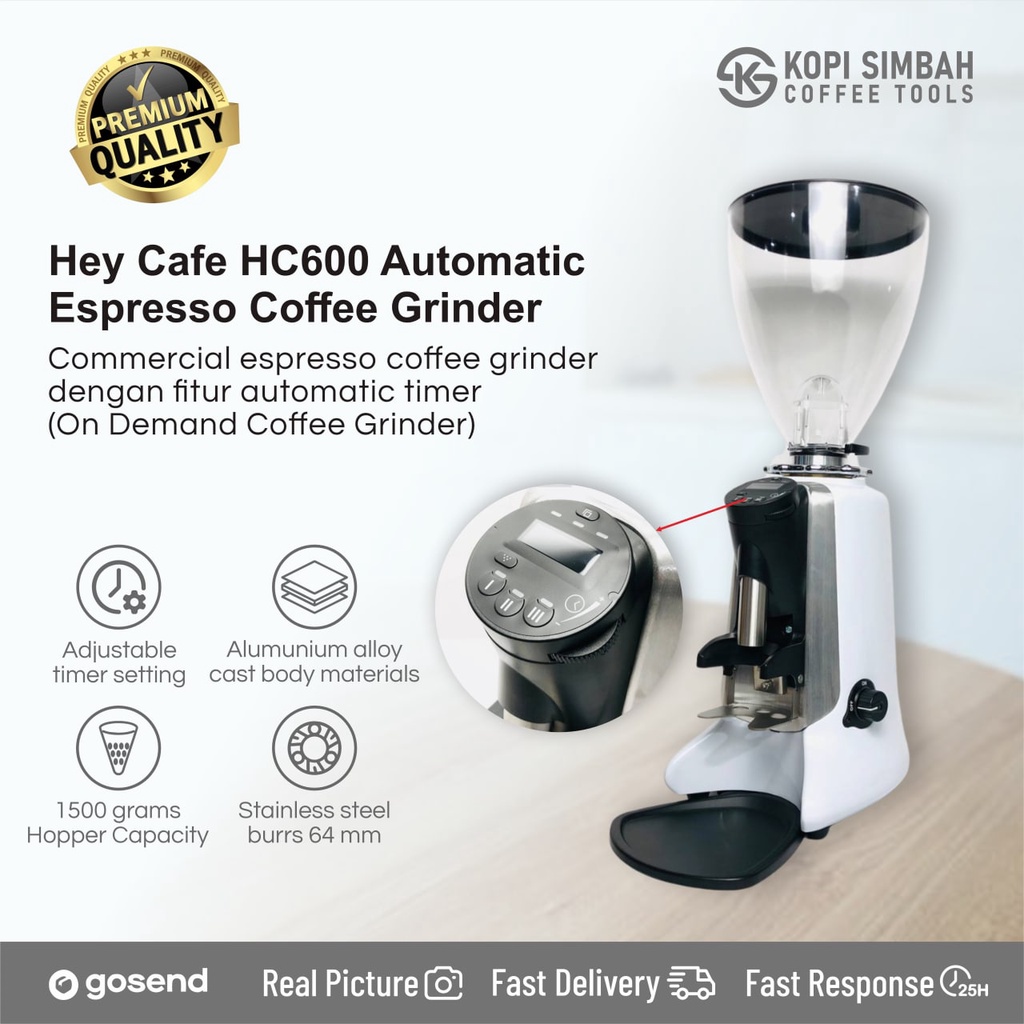 Jual Espresso Coffee Grinder HeyCafe HC600 On Demand Penggiling Biji Kopi Automatic Timer Hey ...