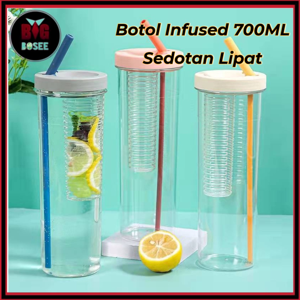 Jual BB7 - Botol Minum Infused 700ML Transparan Dengan Sedotan Lipat ...