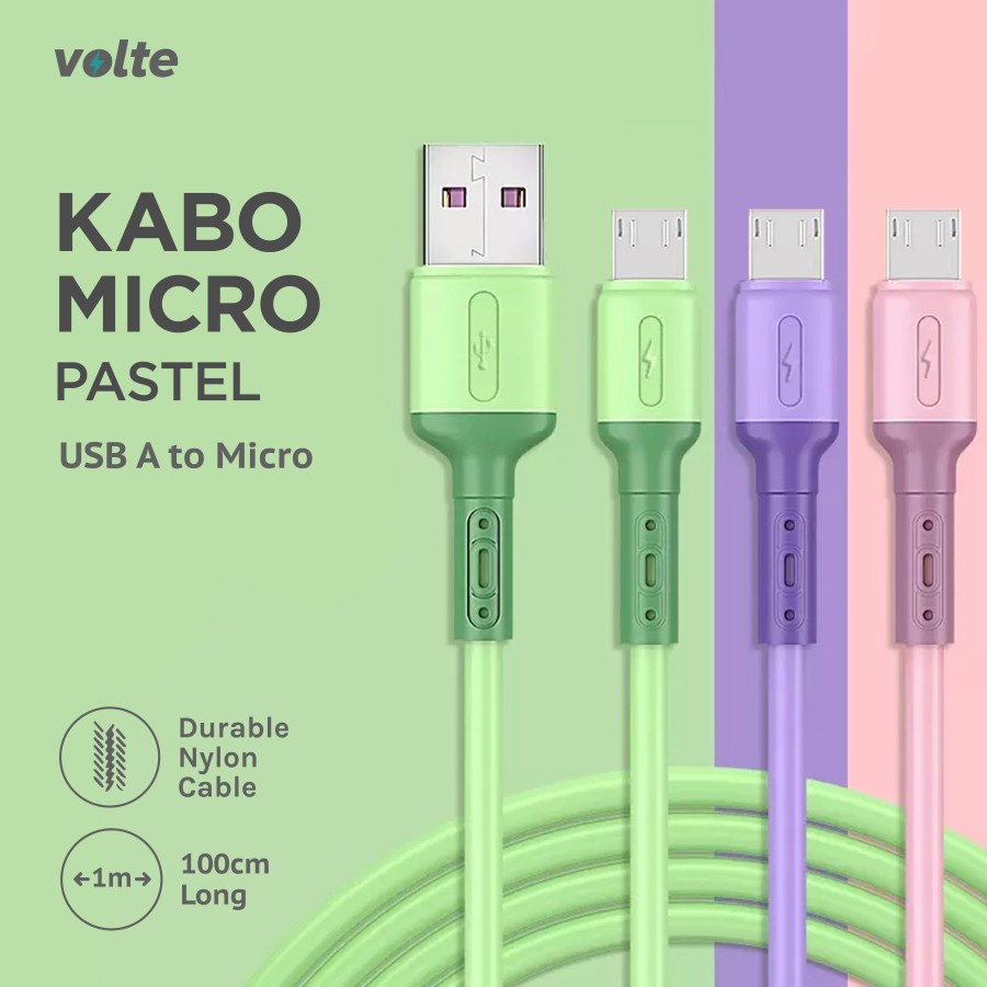 Jual VOLTE KABO Micro Pastel Kabel USB A to Micro 100cm Fast Charging ...