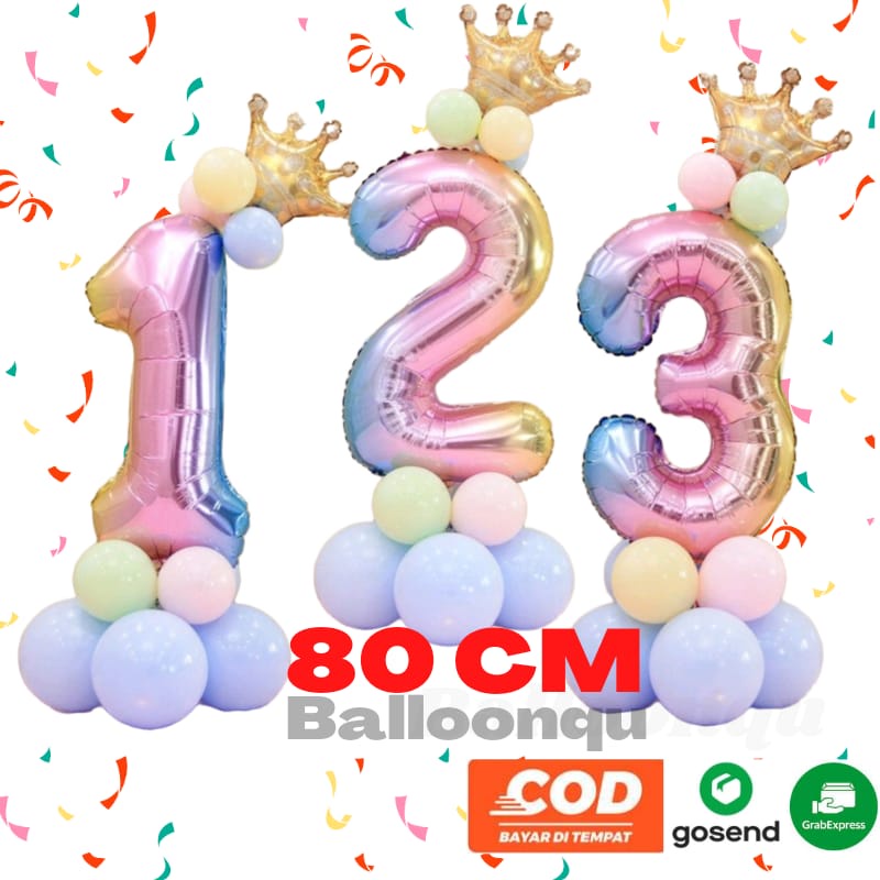 Jual [80CM] PAKET BALON ANGKA RAINBOW STANDING SET DEKORASI | Shopee ...