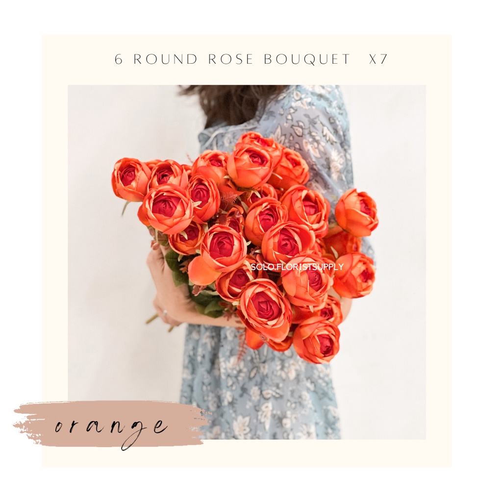 Jual ROUND ROSE BOUQUET X7 Bunga Mawar Rose Paris Kombinasi x12(satuan) Bunga Artificial Bunga ...