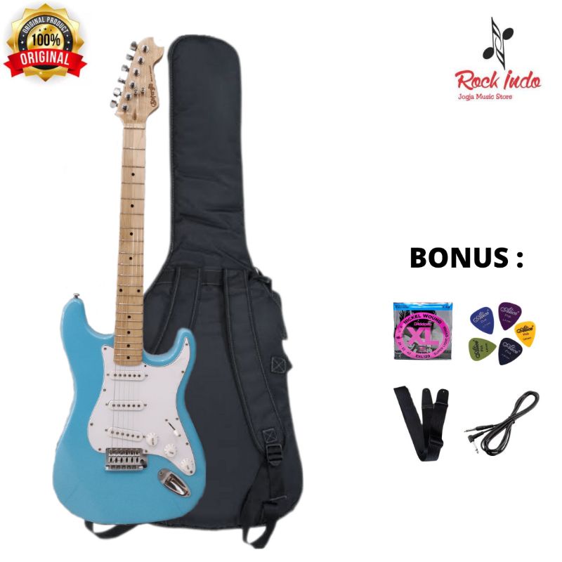Jual Gitar Elektrik Listrik Difergio Original in Blue FREE PACKING KAYU ...