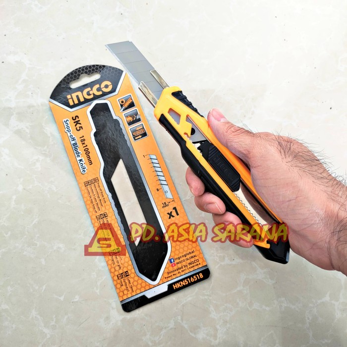 Jual Cutter Besar 18mm INGCO HKNS16518 Auto Lock Snap Off Blade Retract ...