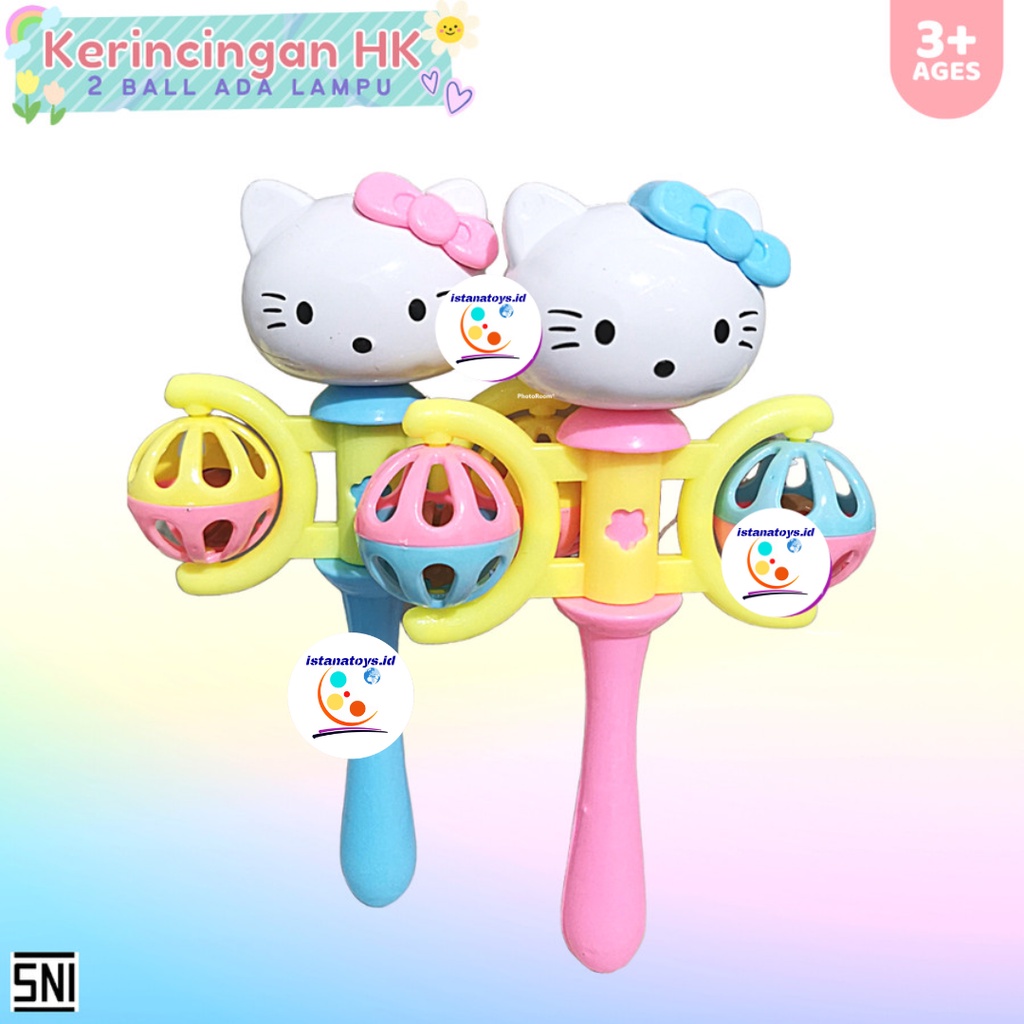 Jual ID Mainan Pegangan Kerincingan Bayi 2 ball Lampu Bentuk Kittii ...