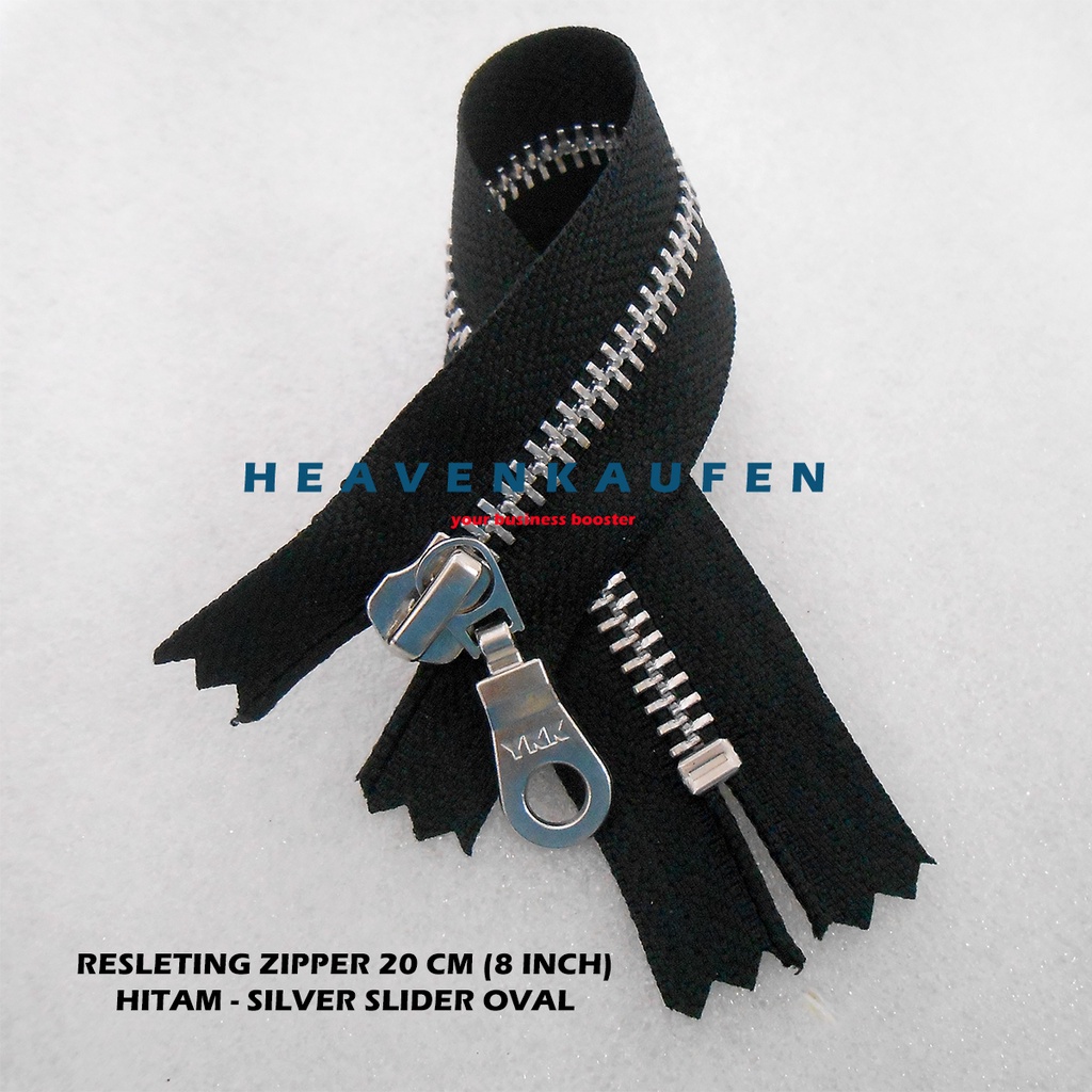 Jual Resleting Zipper YKK 20 cm Atau 8 inch Hitam Silver Type Gigi Besi Set Close-End Slider ...