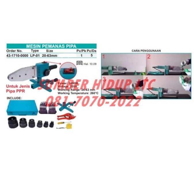 Jual Mesin Pemanas Pipa PPR Size 20-63 mm Wipro LP-01 /Elemen ...