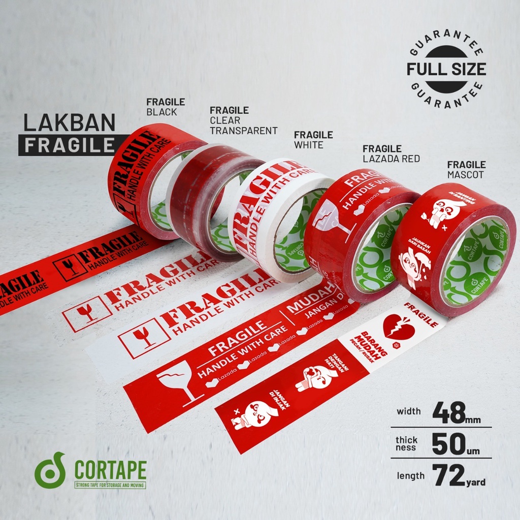 Jual LAKBAN FRAGILE MERAH / HANDLE WITH CARE untuk PACKING DAN ...