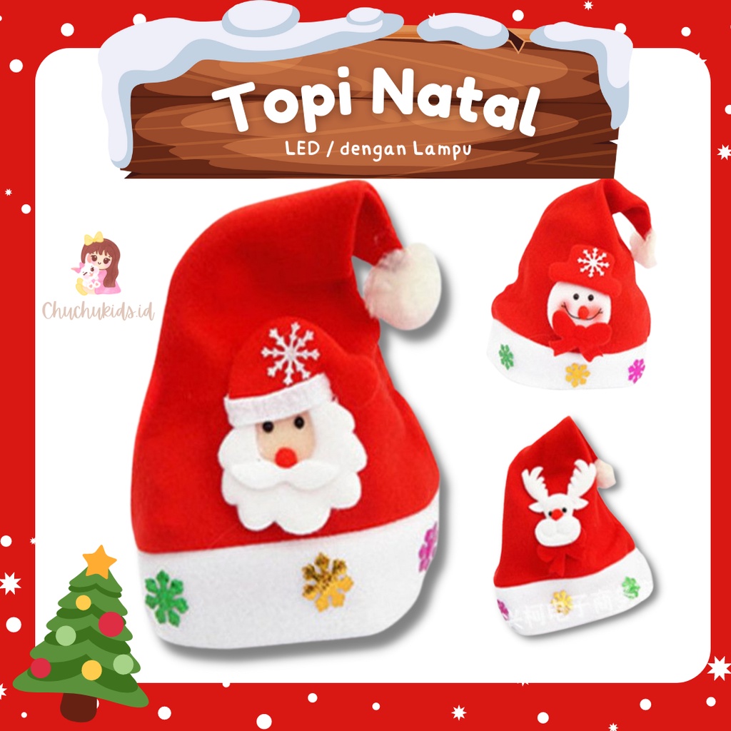 Jual TOPI NATAL LED / Topi Natal dengan lampu / TOPI MOTIF SANTA ...