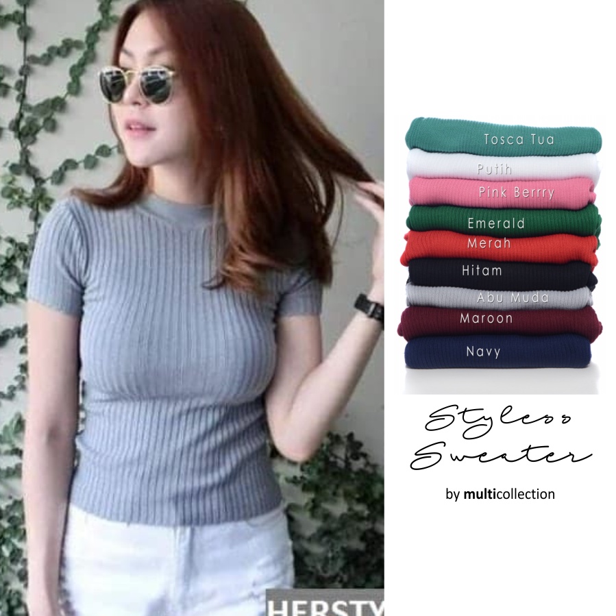 Jual SWEATER RAJUT KOREA TOP KNIT / Sweater Rajut Wanita / Kaos Rajut ...