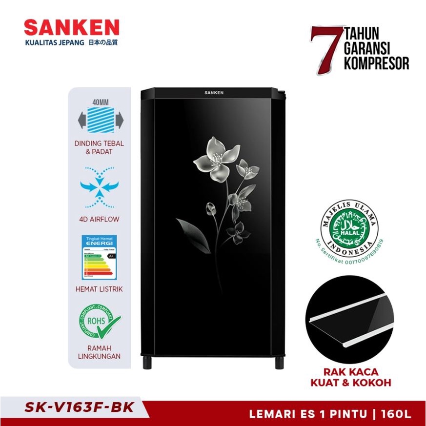Jual Sanken Kulkas Satu Pintu SK-V163F-BK Hitam | Shopee Indonesia