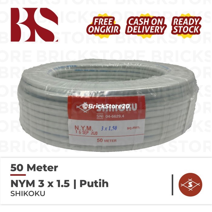 Jual KABEL LISTRIK KAWAT SHIKOKU NYM 3X1,5 3X1.5 50 METER 50M | Shopee Indonesia