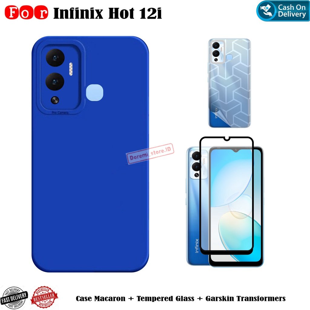 Jual Paket 3in1 Case Infinix Hot 12i Softcase Macaron Protect Tempered ...