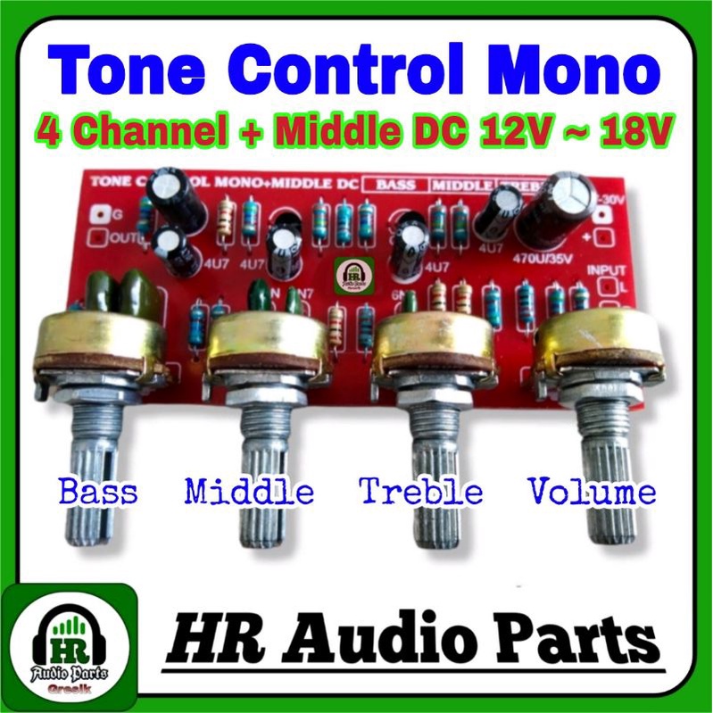 Jual Kit Tone Control Mono + Middle DC 12V ~ 18V Non CT 4 Channel ...