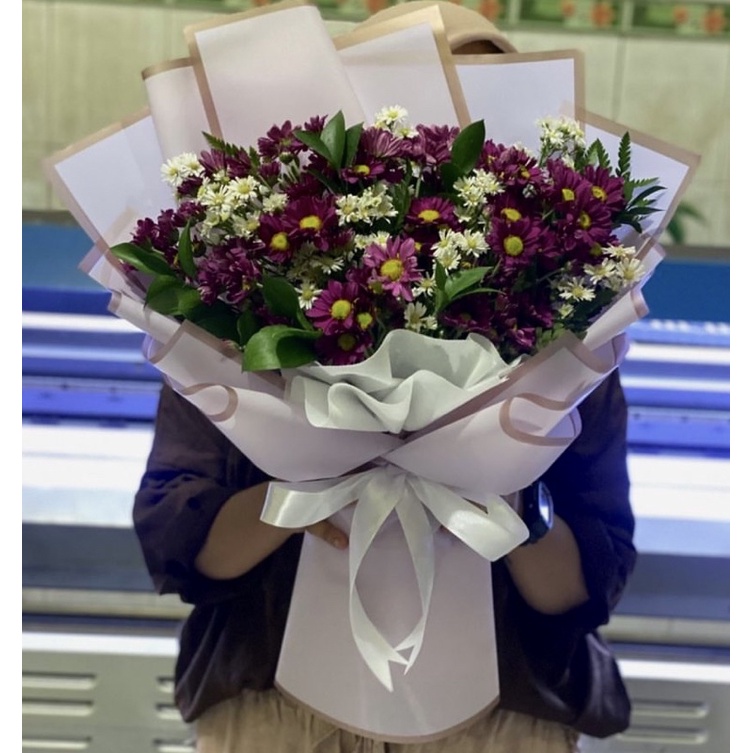 Jual hand bucket / buket bunga aster / buket wisuda / fresh rose ...