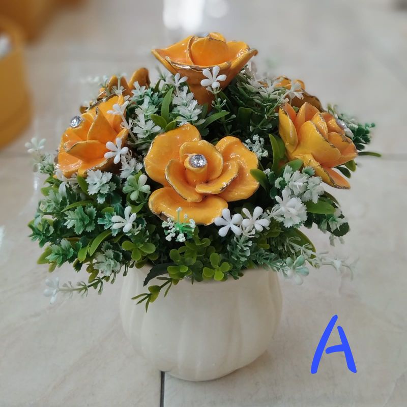 Jual Rangkaian bunga London/bunga Italy keramik + vas | Shopee Indonesia
