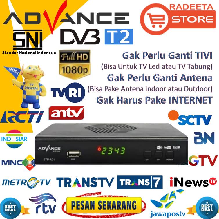 Jual SET TOP BOX STB ADVANCE UBAH TV ANALOG JADI TIVI DIGITAL DVB T2 TERRESTRIAL 2 BISA UNTUK ...