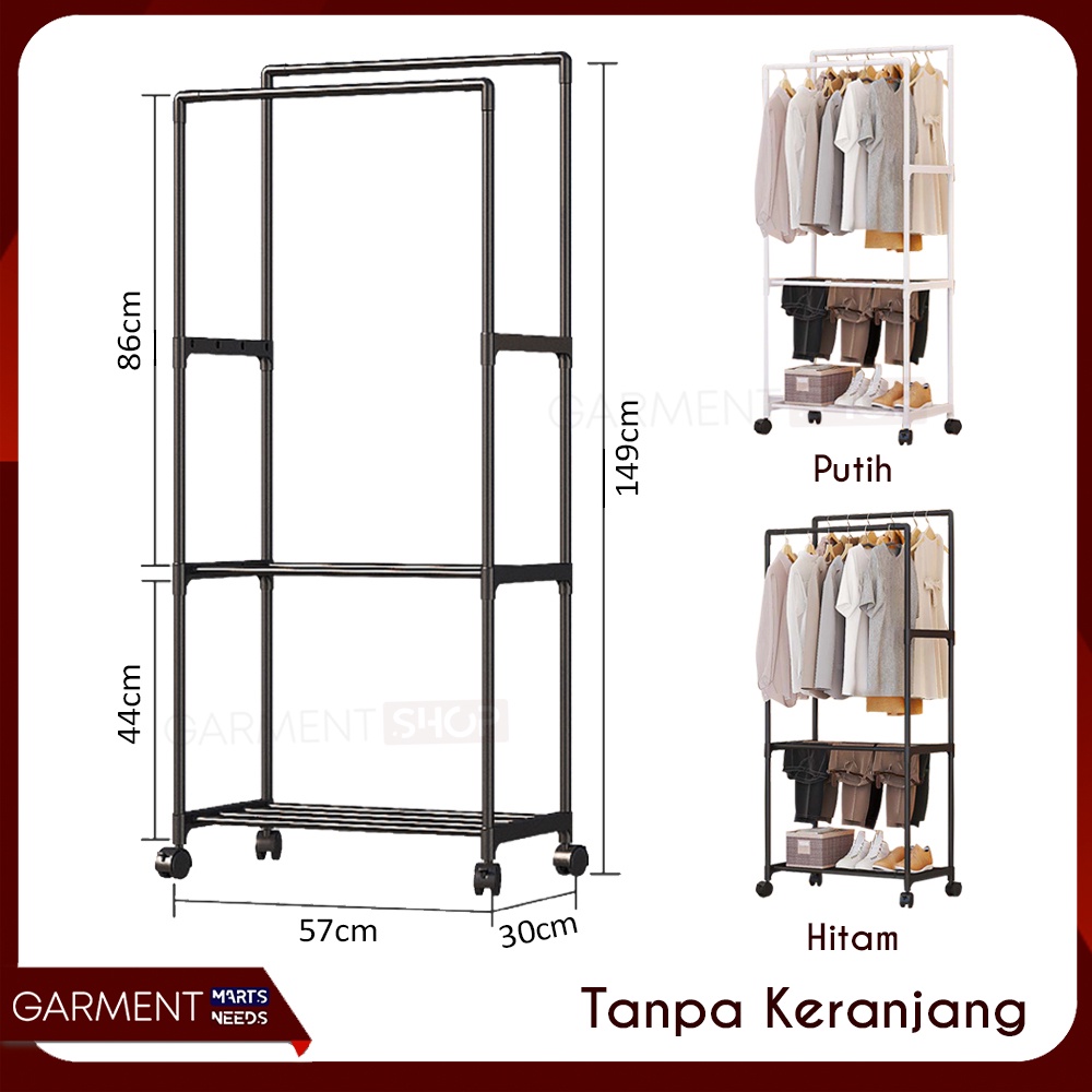Jual Rak Gantungan Baju Celana Sepatu Stand Hanger Dengan Roda ...