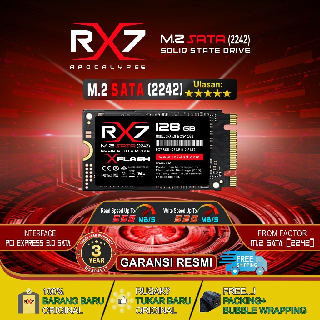 Jual SSD RX7 M2 SATA 128GB 2242 M.2 SATA / M2SATA GARANSI RESMI 3 TAHUN ...