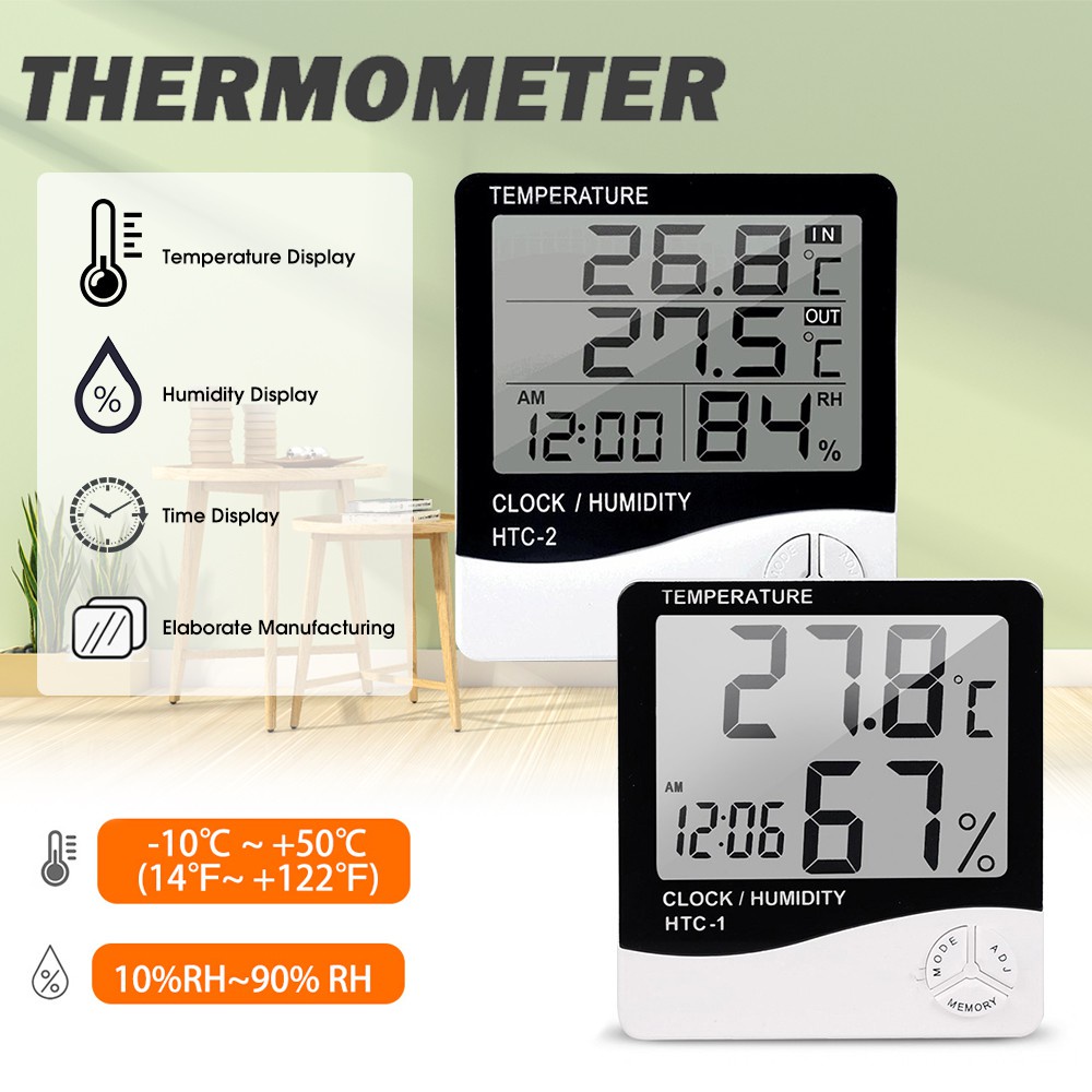 Jual HTC 2 HYGROMETER THERMOMETER DIGITAL JAM DIGITAL TEBAIK HARGA ...