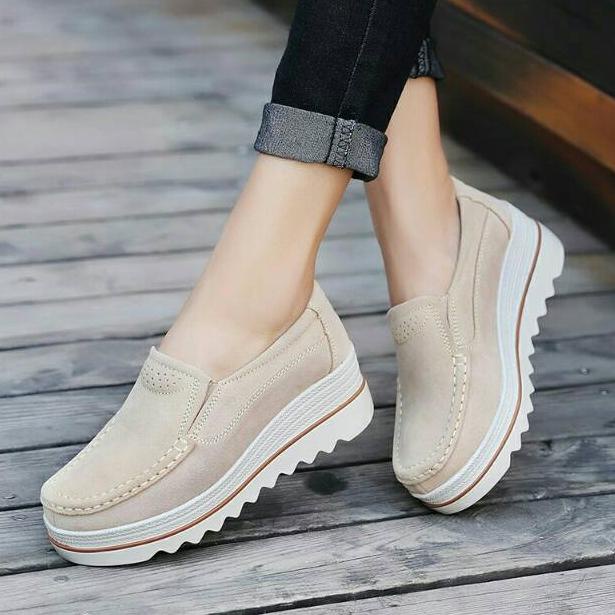 Jual (N-F6F)[ ] pretty woman sepatu wedges kasual wanita suede motif ...
