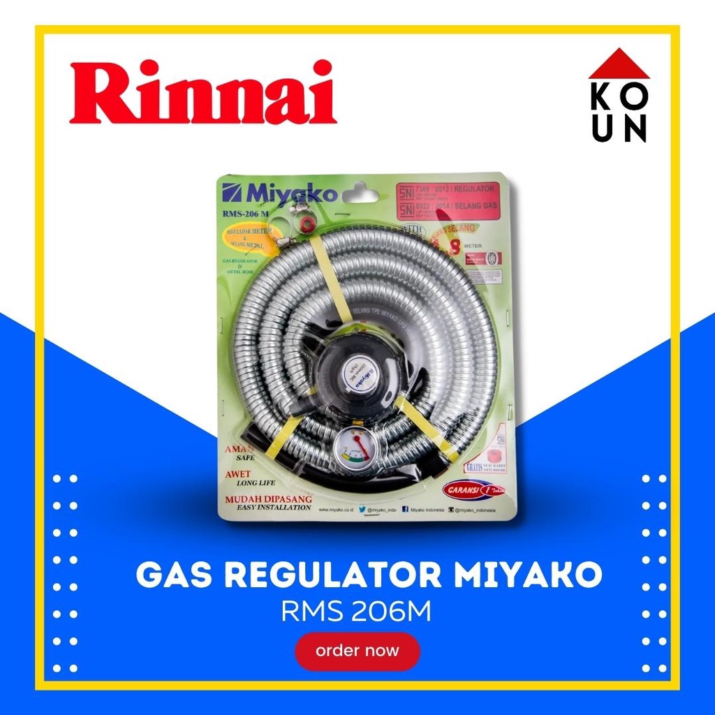 Jual (COD READY) Regulator + Selang Gas LPG Miyako RMS 206 M / RMS-206 ...
