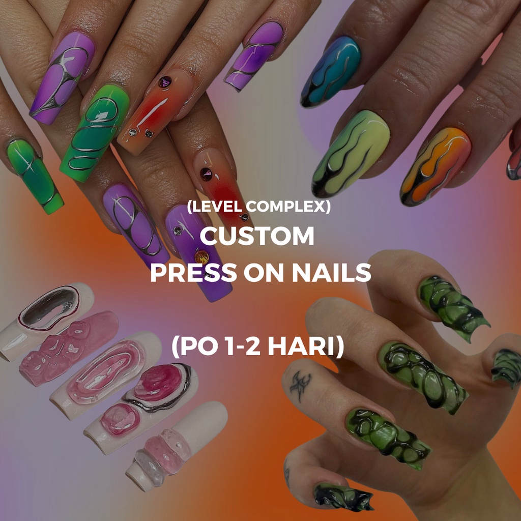Jual CUSTOM ORDER PRESS ON NAILS LEVEL COMPLEX (7+)/KUKU PALSU/CHROME ...