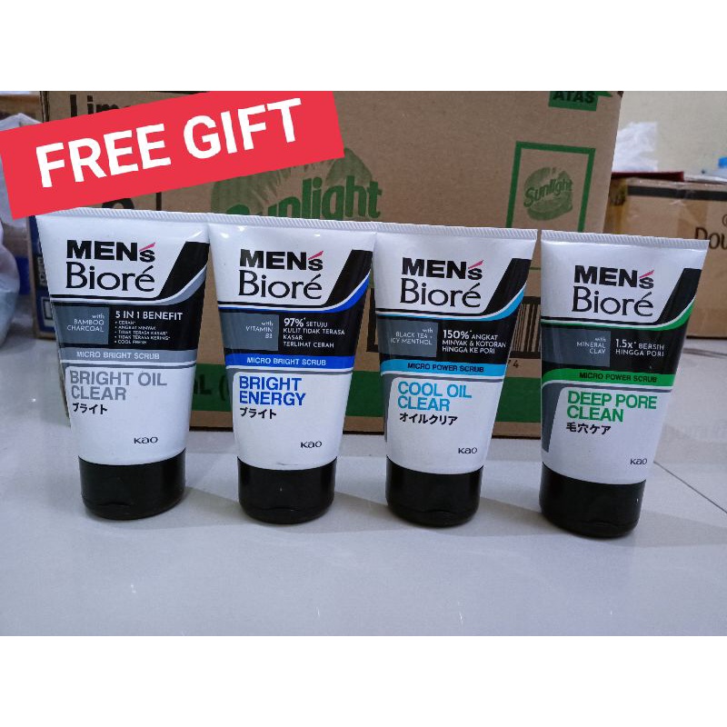 Jual BIORE MEN FACIAL SCRUB / FACIAL FOAM 100ML TERMURAH FREE GIFT ...
