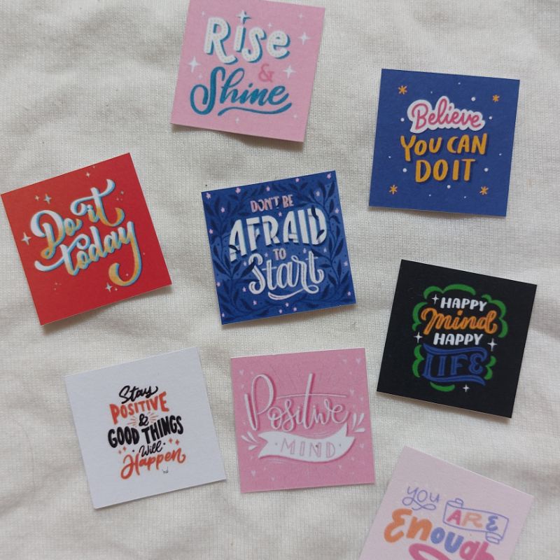 Jual [50/100 pcs] mini quotes card motivasi bisa untuk freebies ...