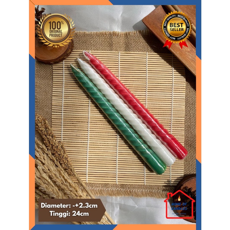 Jual Lilin Spiral Candlelight Dinner | Lilin Ulir Natal Merah Putih ...