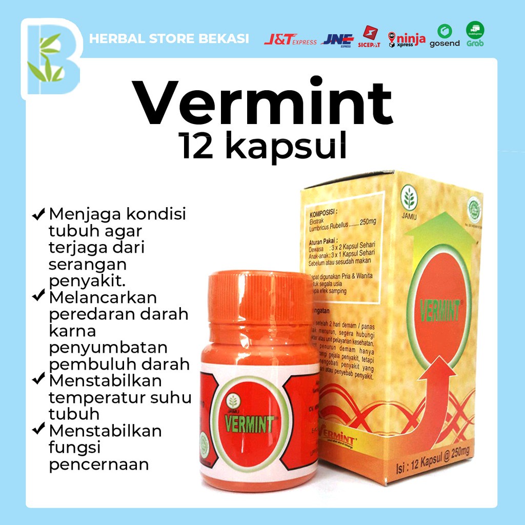 Jual VERMINT Kapsul Cacing Redakan Demam Tingkatkan Stamina 12 Capsul ...