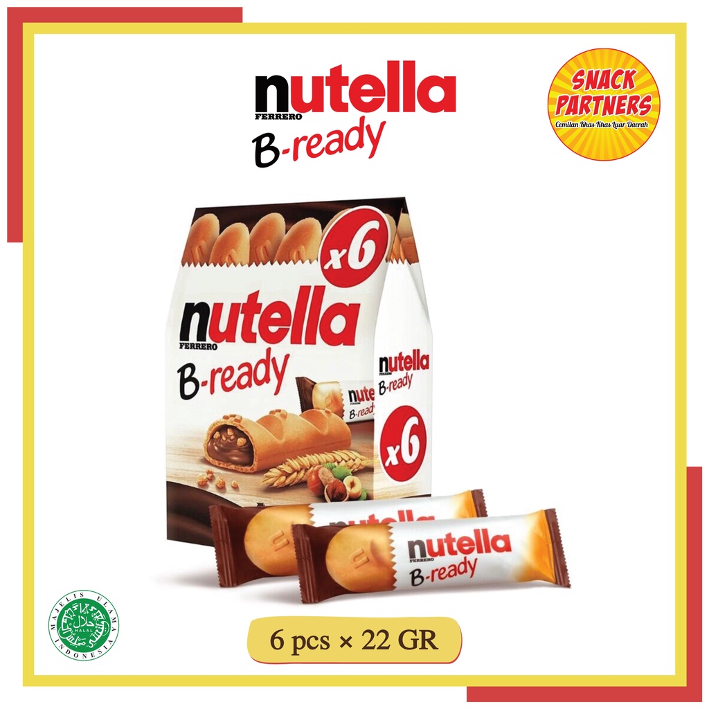 Jual NUTELLA B-Ready FERRERO 6 PCS x 22 GR - Biskuit / Wafer Coklat ...