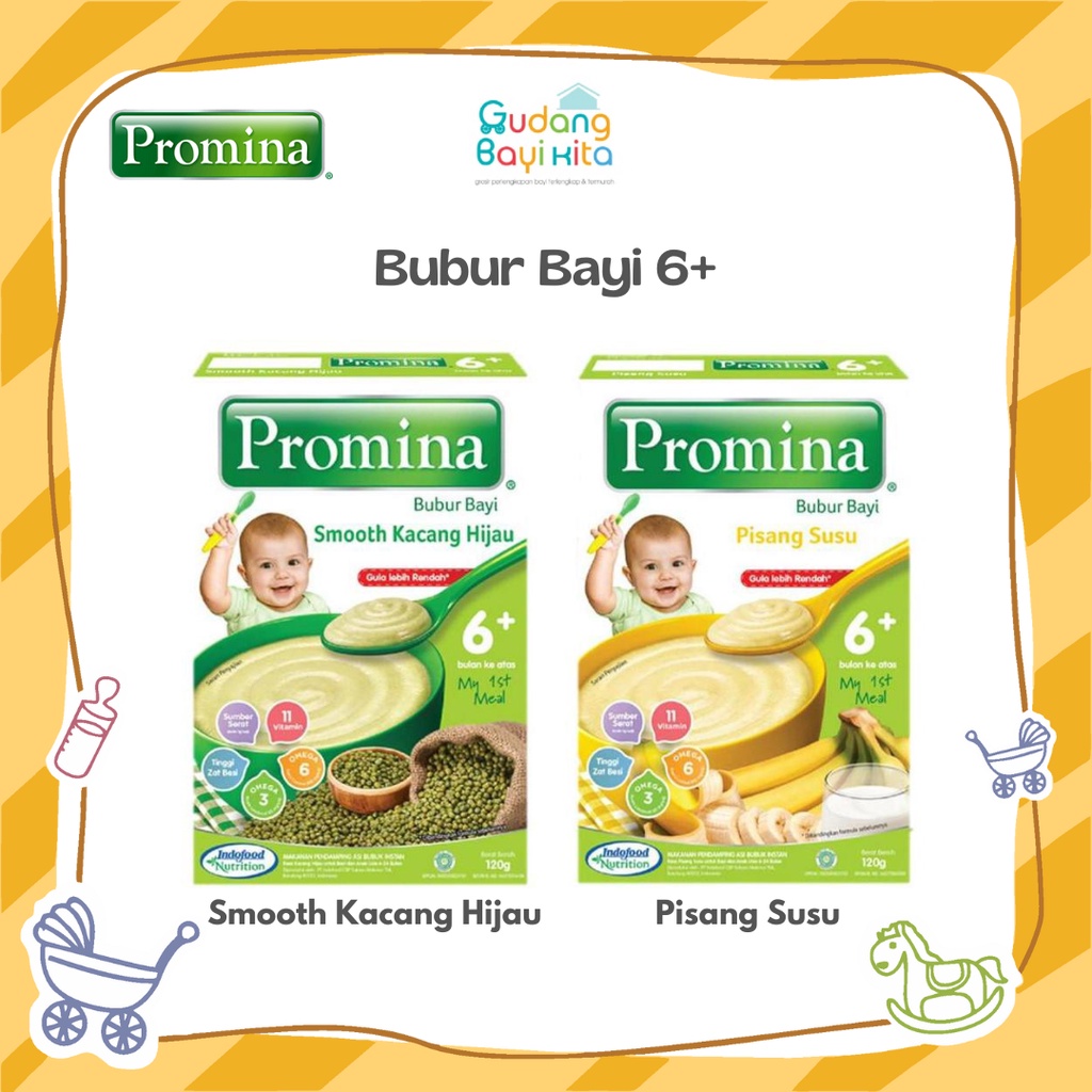 Jual Promina Bubur Bayi Smooth Kacang Hijau & Banana Milk 6+ / Bubur ...