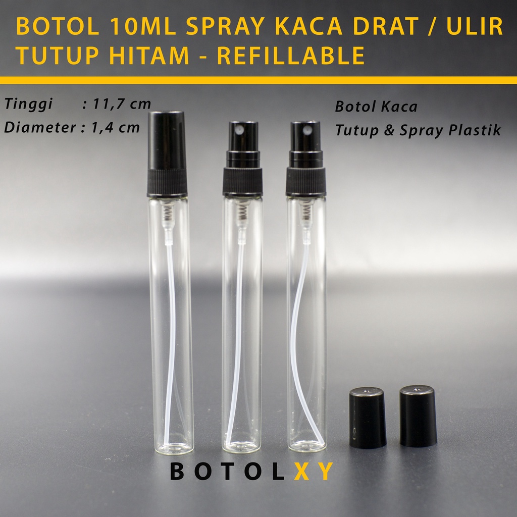Jual Botol Spray Kaca 10ml Refill Parfum Vial Travel Decant TUTUP HITAM ...