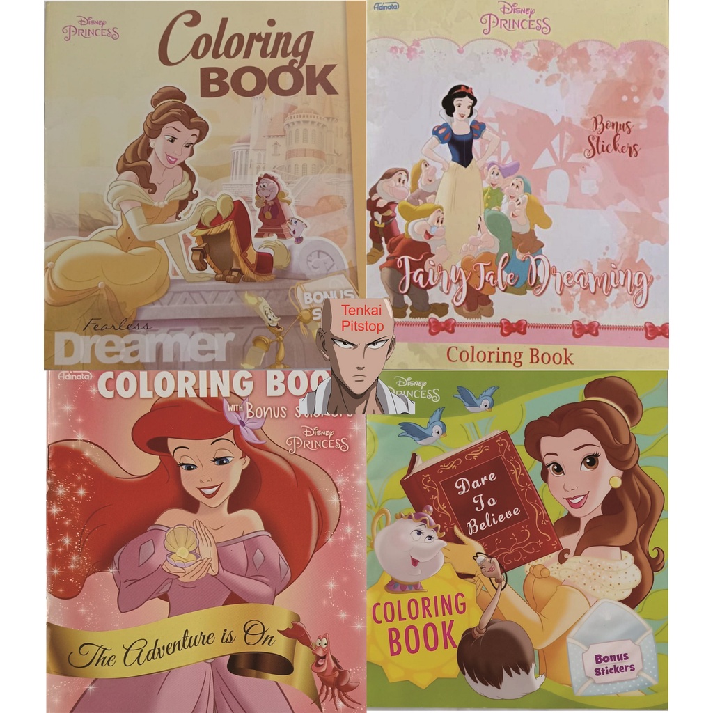 Jual Buku Mewarnai/Coloring Book Disney Princess Belle Fearless Dreamer, Snow White Fairy Tale ...